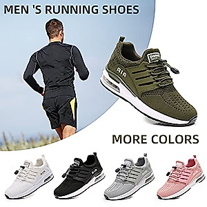 BOGOVER Men's Walking Shoes Non Slip Running Tennis Shoes Breathable Lightweight Air Cushion Sneakers for Tennis Gym Jogging (Green, Numeric_10.5)