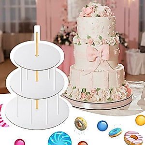 39 Pieces Cake Boards and Plastic Dowels, Cake Boards Kit, Cake Stand, 15 Cardboard Cake Boards Bases, 24 Plastic Cake Drum for Tiered Cakes for Wedding Birthday Party (White)