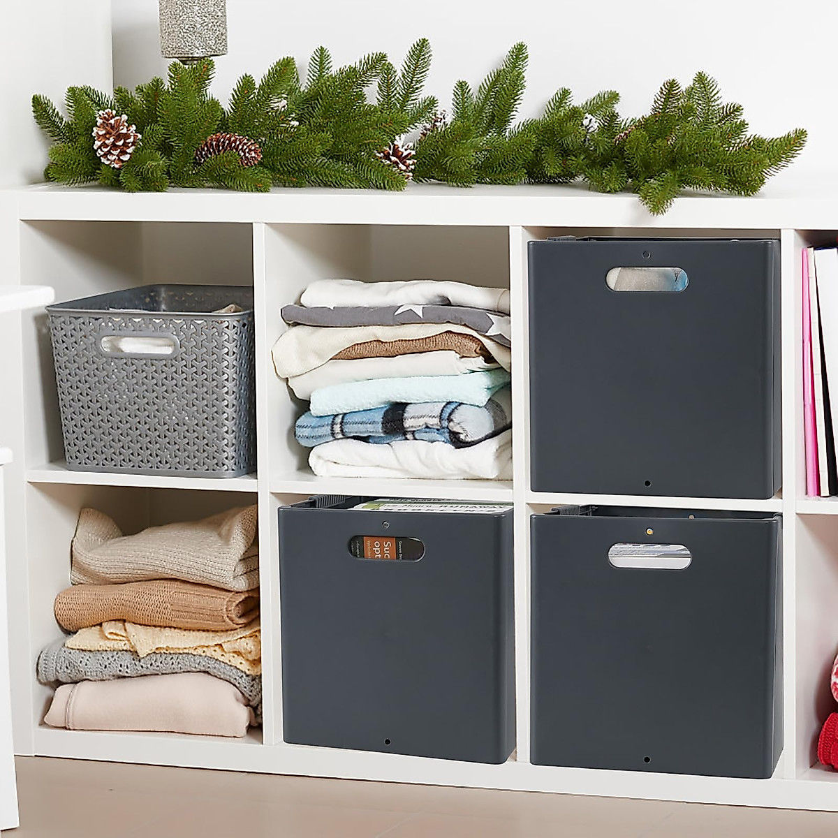 Vadidiya Plastic Folding Storage Cube Bins, Collapsible Storage Cubes, 4 Packs