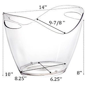 Yesland 8L Large Ice Buckets Clear Acrylic Drink Bucket Beverage Tub Wine Champagne Bucket - Storage Tub for Wine, Champagne or Beer Bottles Parties and Home Bar