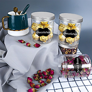 HDFCLUP 11 Pcs 16 oz Silver Plastic Jars with Ribbed Lids Wide Mouth Food Plastic Jars Airtight Paint Storage Containers for Beauty Products,Kitchen & Household Storage (Silver Lids)