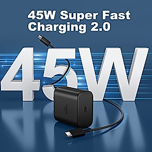 45W Samsung USB-C Super Fast Charging Type C Wall Charger for Samsung Galaxy S23 Ultra/S23/S23+/S22 Ultra/S22/S21/S20/Note 10/20, PPS Android Charger Block with 6.6FT Cable