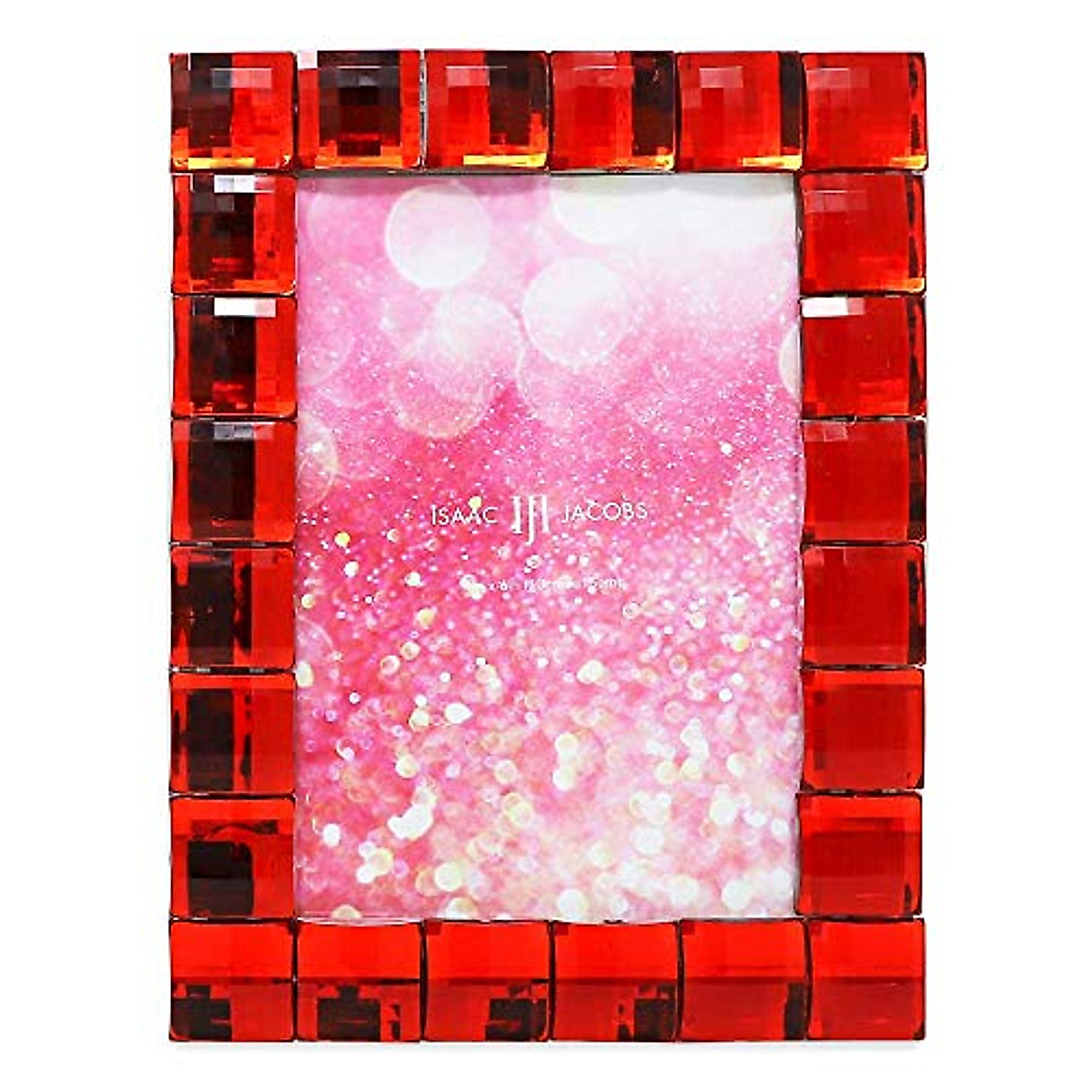 Isaac Jacobs Decorative Sparkling Red Jewel Picture Frame, Photo Display & Home Décor (4x6, Red)