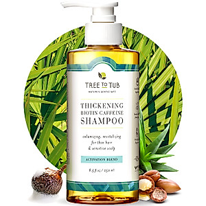 Tree To Tub Biotin Fine Hair Shampoo for Thicker, Fuller Volume & All Hair Type Hydrating Argan Oil Conditioner for Dry Oily Hair & Sensitive Scalp - Gentle Volumizing Shampoo & Conditioner