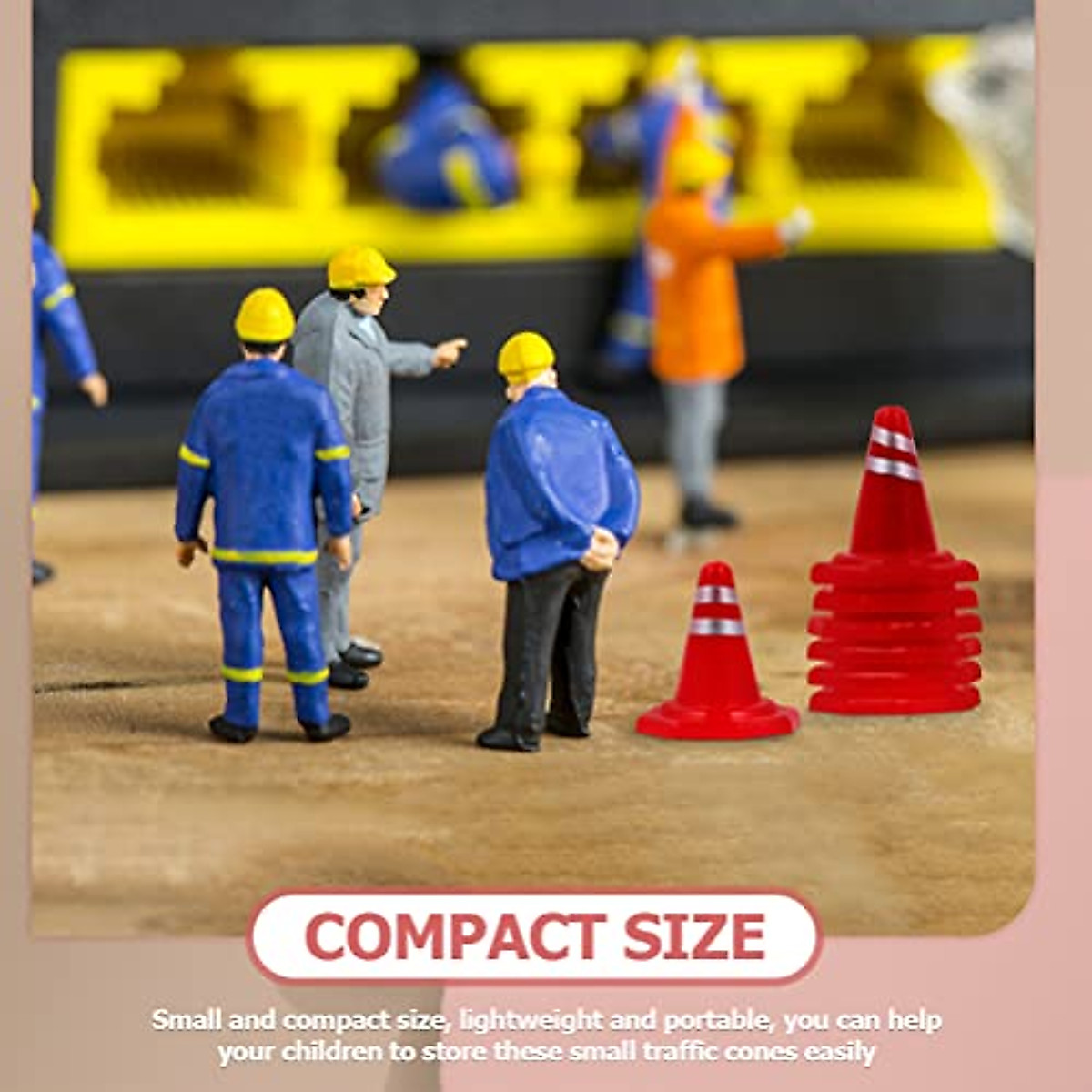 iplusmile Kids Toys 15pcs Mini Traffic Cones Miniature Traffic Road Cones Pretend Play Toys Roadblocks Model Simulation Traffic Signs Construction Road Parking Cone for Sand Table Red Miniature Toys