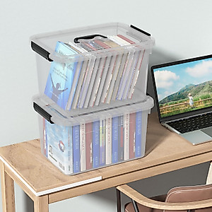 Xeabia 18 Quart Plastic Storage Latch Bins with Handles, Clear Storage Boxes with Lids, 6 Packs