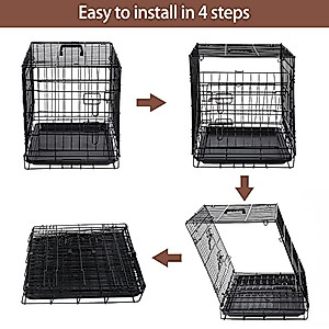 DONORO Dog Crates for Small Size Dogs Indoor Double Door Dog Kennels & Houses for Puppy and Cats, Collapsible Metal Contour Dog Cages (36-Inch Only Crate)