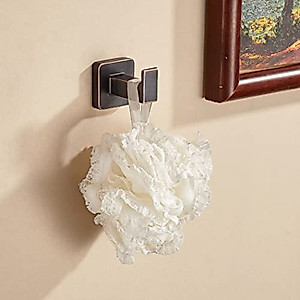 FORBATH Bronze Towel Hooks，Bathrooms Coat Hooks Wall Mounted，Oil Rubbed Square Wall Hooks Robe Hooks 2 Pieces Stainless Steel Bathroom Accessories