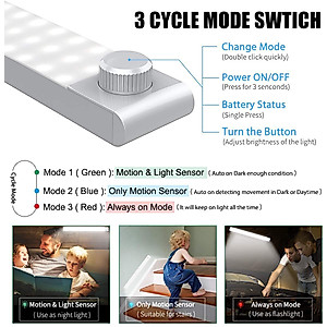 Lightbiz 78 LED Closet Light, Rechargeable Dimmable Motion Sensor Closet Light Wireless Under Cabinet Night Light with 3200mAh Large Battery for Cabinet, Wardrobe, Kitchen