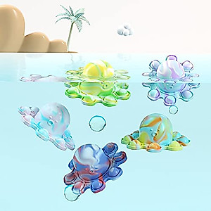 FYKeBoL 4 Pack -Reversible Octopus Push Pop Bubble Fidget Toy , Flip Octopus Push Pop It, Mini Pop Octopus Squeeze Sensory Toys Relieve Emotional Stress, Octopus Fidget Popper Toy for Adults and Kids