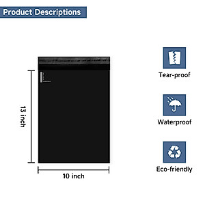 KKBESTPACK 100 Large Poly Mailers 10x13 Shipping Bags for Small Business – Self Sealing Package Envelopes Black