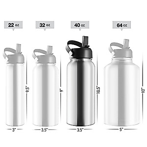 Brewberry Stainless Steel Insulated Water Bottle and Travel Mug for Hot and Cold Beverages, Wide Mouth, Double Wall Insulated Hydration Sports Water Bottle for Hiking, Biking, Outdoor, 40 OZ BPA Free