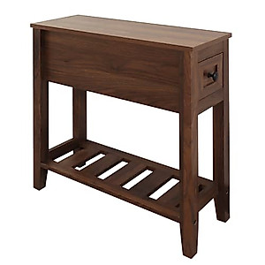 LUSUOWLZ Chairside Narrow End Table, Solid Wood Recliner Side Table with Drawer, Slim Nightstand Bedside Table for Living Room Bedroom