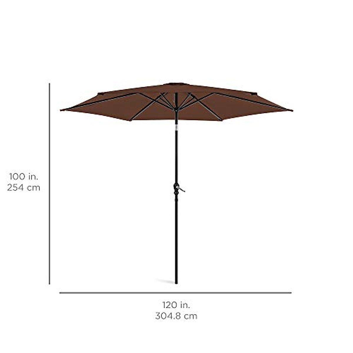 Best Choice Products 10ft Outdoor Steel Polyester Market Patio Umbrella w/Crank, Easy Push Button, Tilt, Table Compatible - Brown