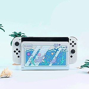 GeekShare Anti Scratch Switch OLED Dock Cover- Hard Faceplate Sleeve Pad for Switch OLED Dock- DIY Replacement Shell Compatible with Switch OLED Dock - Shark Party (for Switch OLED Model)