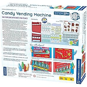Thames & Kosmos 2-ft Tall Candy Vending Machine STEM Kit | Build Toy Vending Machine with 10 Gravity & Motion Experiments | Coin Sorting Bank | Math & Engineering Lessons