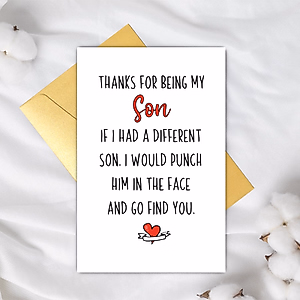 Humorous Son Birthday Card, Funny Birthday Card for Son, Hilarious Love You Card for Son, Thanks for Being My Son Card