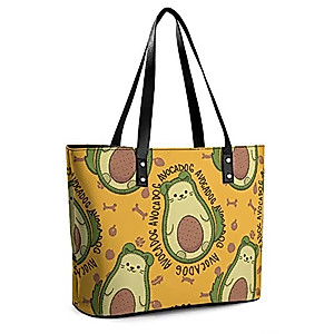 Womens Handbag Avocado Pattern Leather Tote Bag Top Handle Satchel Bags For Lady