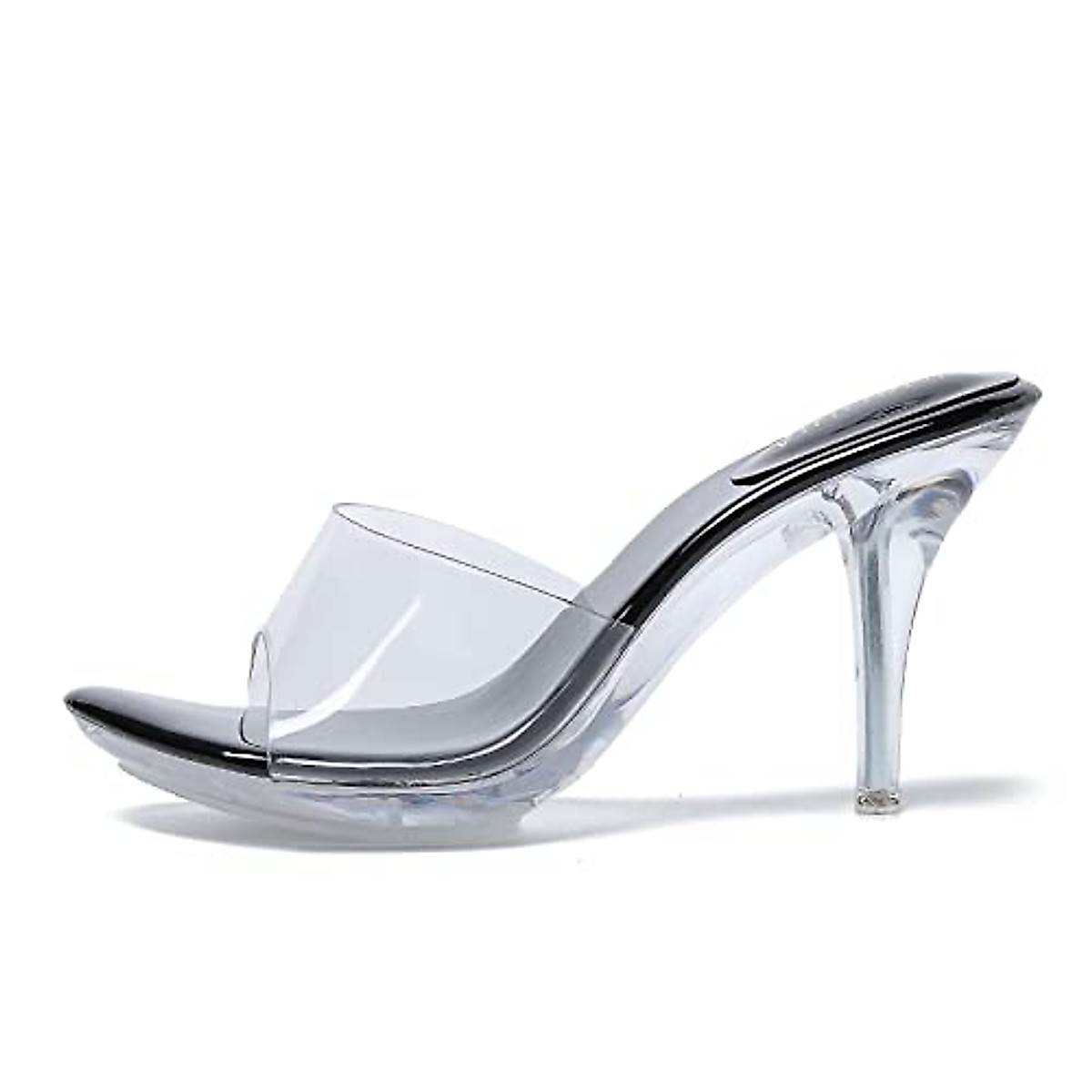 LIURUIJIA Clear Heels For Women Dress Shoes Slippers Backless Transparent Sexy Stilletos Heels Peep Toe High Heeled Sandals Pump Mules
