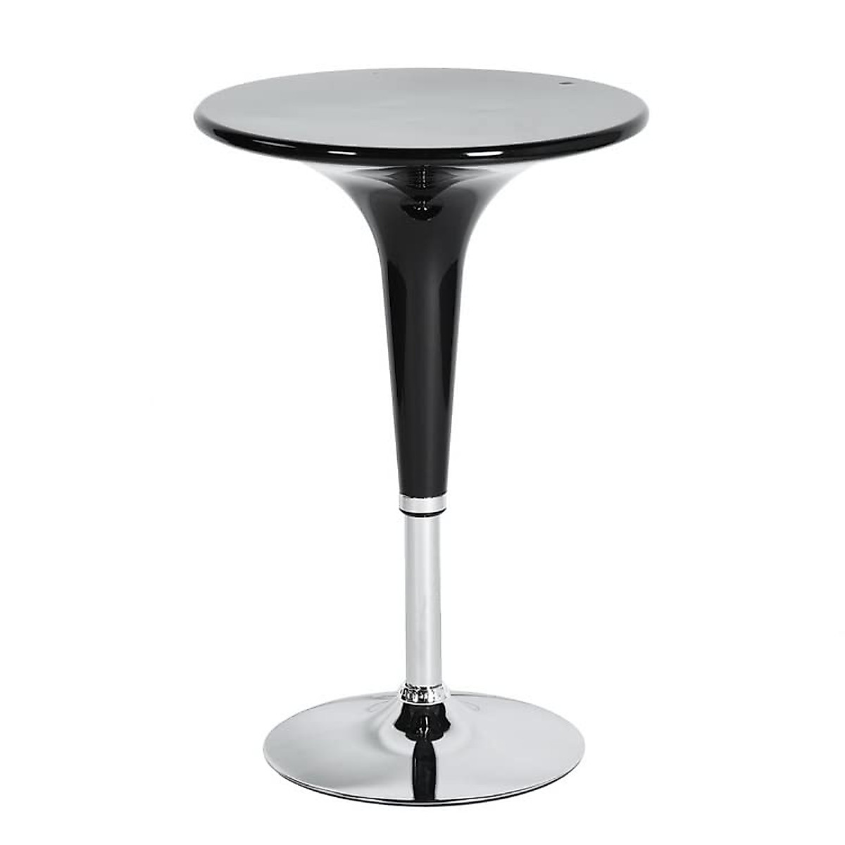 AMNOOL 24 Inch Round Bar Table High Cocktail Table Adjustable Height Margarita Cocktail Glass Shape with Round Metal Base for Living Room, Bar, Cafe (Black)