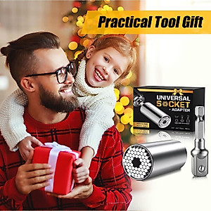Stocking Stuffers White Elephant Christmas Gifts for Adults Men-Super Universal Socket Tools for Him Teens, Wrench Set Unscrew Any Bolt-Silver