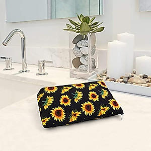 MAGEFY Sunflower Makeup Bag for Women, Portable Travel Cosmetic Bag with Black Zipper Pouch Waterproof Makeup Pouch Multifunctional Small Bag for Women (1 pack, sunflower 0173)