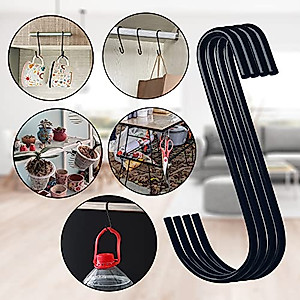 FASTENER TREE 20 Pack S Hooks, 3.5x3" S Hanging Hooks Heavy Duty Rack Hooks for Kitchen Pot&Pan, Garden Plants, Bedroom Clothes, Bathroom Towels Black