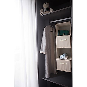 Amelitory Storage Bins Foldable Cube Organizer Fabric Drawer Set of 2 Beige