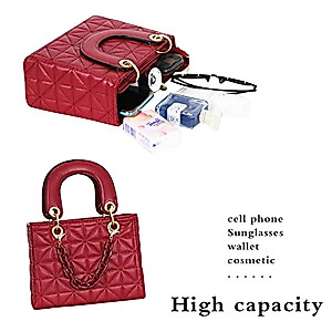 AyTotoro Purses and Handbags for Women Fashion Ladies PU Leather Top Handle Satchel Shoulder Tote Quilted Crossbody Bags (small Burgundy)