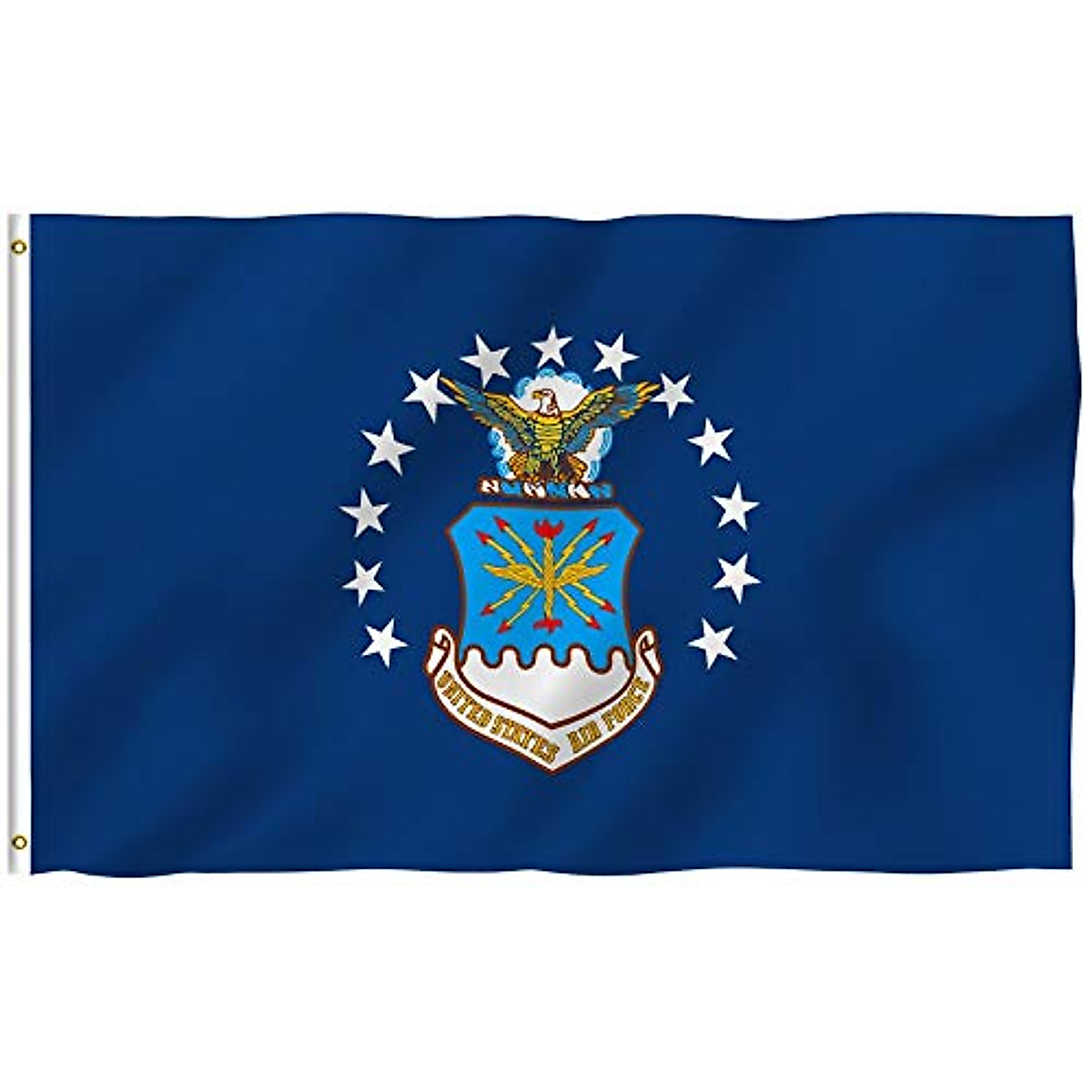 ANLEY Fly Breeze 3x5 Foot US Air Force Flag - Vivid Color and Fade Proof - Canvas Header and Double Stitched - United States Air Force Military Polyester Flags with Brass Grommets 3 X 5 Ft
