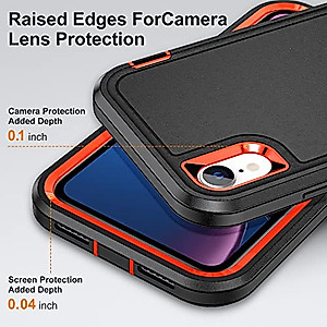 IDweel iPhone XR Case with Build-in Kickstand,Heavy Duty Protection Shockproof Anti-Scratch Rugged Protective Durable Case Hard Cover for iPhone XR 6.1 Inch,Black/Orange