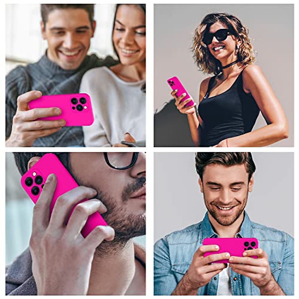 Cordking Designed for iPhone 13 Pro Case, Silicone Full Cover [Enhanced Camera Protection] Shockproof Protective Phone Case with [Soft Anti-Scratch Microfiber Lining], 6.1 inch, Hot Pink