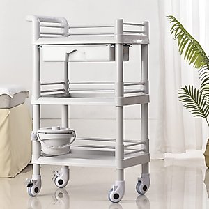 Rolling Utility Cart,Qiwey Utility Cart with Big Drawer,3-Tier Esthetician Cart with Wheels for Beauty Salon SPA Commercial Hospital Office Lab Cart