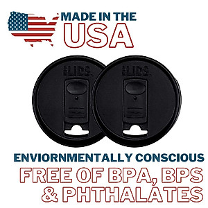 iLIDS Mason Jar Drink Lid, Regular Mouth, Black, Pack of 2