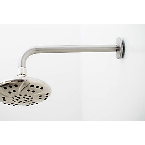 LDR Industries L-Shaped Shower Arm Extension, 12-Inch Length, Great for Rainfall and Adjustable Showerheads, Brushed Nickel Finish