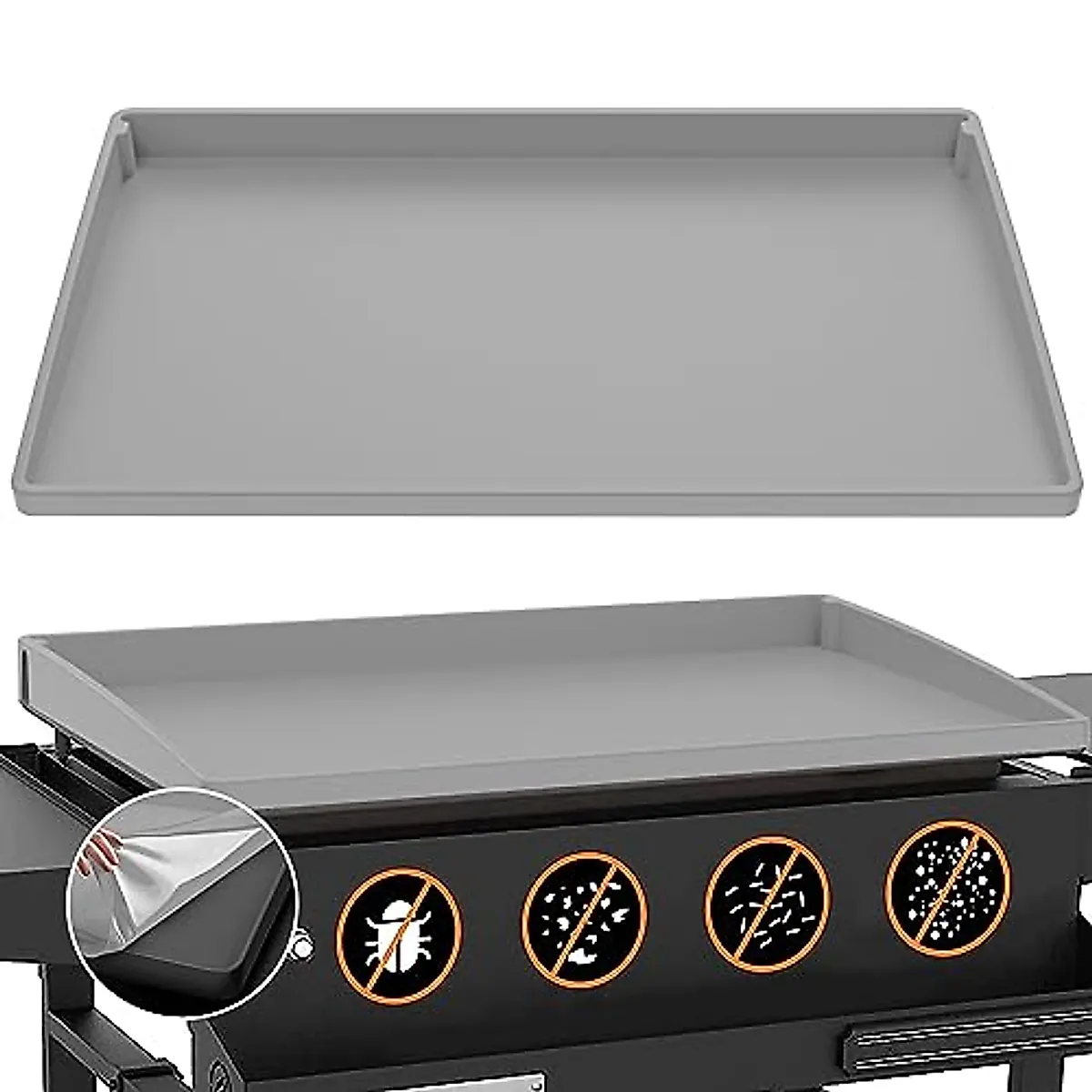 Silicone Griddle Cover for 28" Blackstone Grill -Upgraded Full-Edge Design, Heavy Duty Food Grade Silicone Griddle Mat - All Season Protective Griddle Top Cover for Blackstone Grill