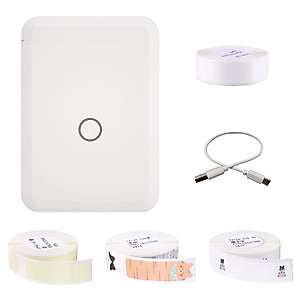 Label Maker D110 Portable Wireless Connect Rechargeable Mini Label Printer with Tape for Phone Compatible School Office Home Organization White