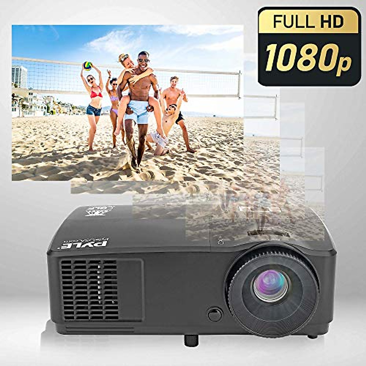 Pyle Full HD DLP 1080P 3000 Lumens Projector Home Theater High Performance Ceiling Mountable, System & Keystone Adjustment for TV, Laptop & Business Office Presentation-(PRJLEDLP205)