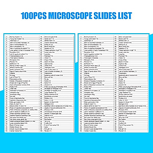 Microscope Slides, 100 Pcs Prepared Microscope Slides with Specimens for Kids Home School Class Learning