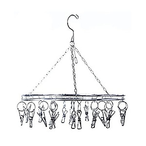 LIUZH Windproof Laundry Socks Gloves Hanger Foldable Stainless Steel Hanging Rack 20 Clothespin Drying Racks