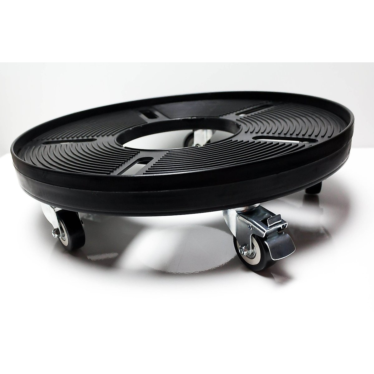 Stack! Co Half Barrel Keg Dolly Universal round with Centered Hole and Locking Caster - 16.25" Diameter