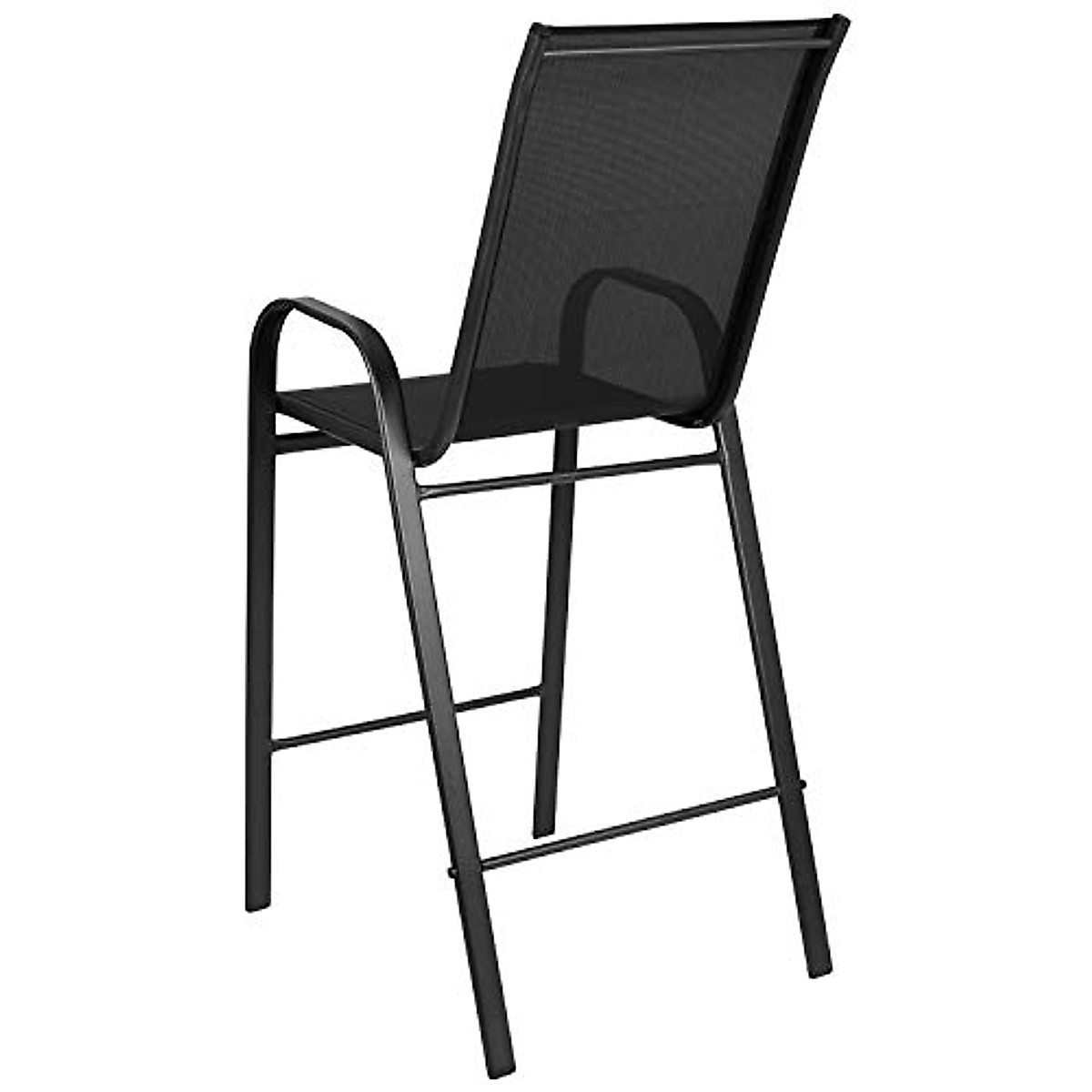 Flash Furniture 2 Pack Brazos Series Black Outdoor Barstool with Flex Comfort Material and Metal Frame