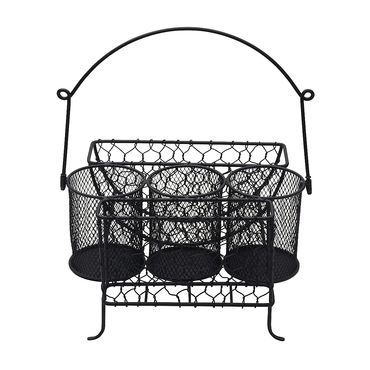 Gourmet Basics by Mikasa Farmer's Market Picnic Hostess Storage Flatware Caddy, 14-Inch, Black