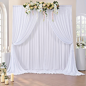 20 ft x 10 ft Wrinkle Free White Backdrop Curtain Panels, Polyester Photography Backdrop Drapes, Wedding Party Home Decoration Supplies
