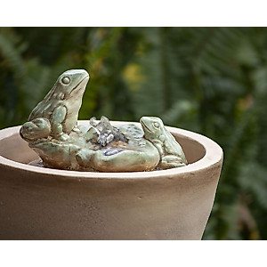 Foreside Home and Garden Multicolor Ceramic Frog Indoor Water Fountain with Pump