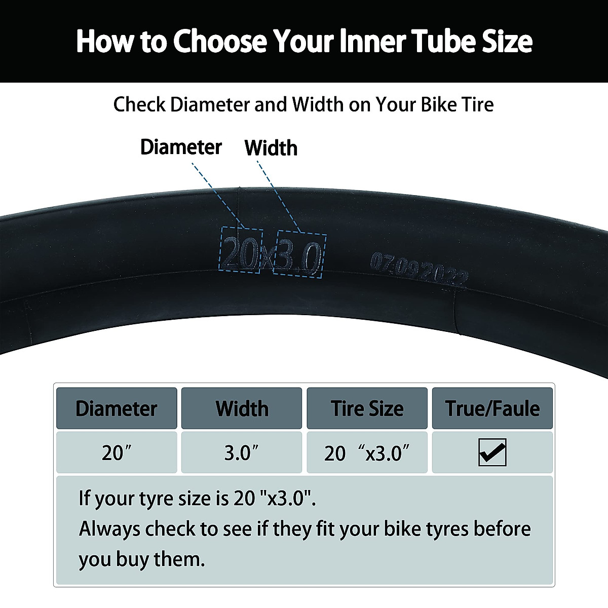 Asecupdat 2 Pack 20x3.0 Fat Tire Bike Tubes with 32mm Schrader Valve,20" Bicycle Tubes Compatible with 20X3.0 20X3.2 20 X 3.30 20X3.50 Electric Bike/Fat Tire Tubes
