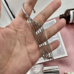 Black Ear Cuff Earrings for Women Non Piercing,Ear Wrap Earrings Long Tassel Ear Cuffs Chain Droping Earrings Jewelry(C:Bullet B)