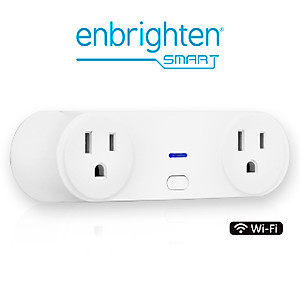 Enbrighten, White, Wi-Fi Smart Light Switch, Indoor Oval Plug-in, 2-Grounded Outlet, Simultaneous Control, No Hub Required, 51253