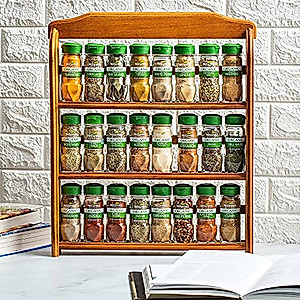 McCormick Gourmet Three Tier Wood 24 Piece Organic Spice Rack Organizer with Spices Included, 29.1 oz