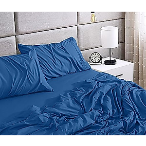 RUVANTI Full Size Sheets Set, Brushed Microfiber Sheets 4 Pieces (1 Fitted Sheet, 1 Flat Sheet, 2 Pillowcases), with 15-inch Deep Pockets, Lightweight & Compfy Premium Hotel Bedding, Royal Blue